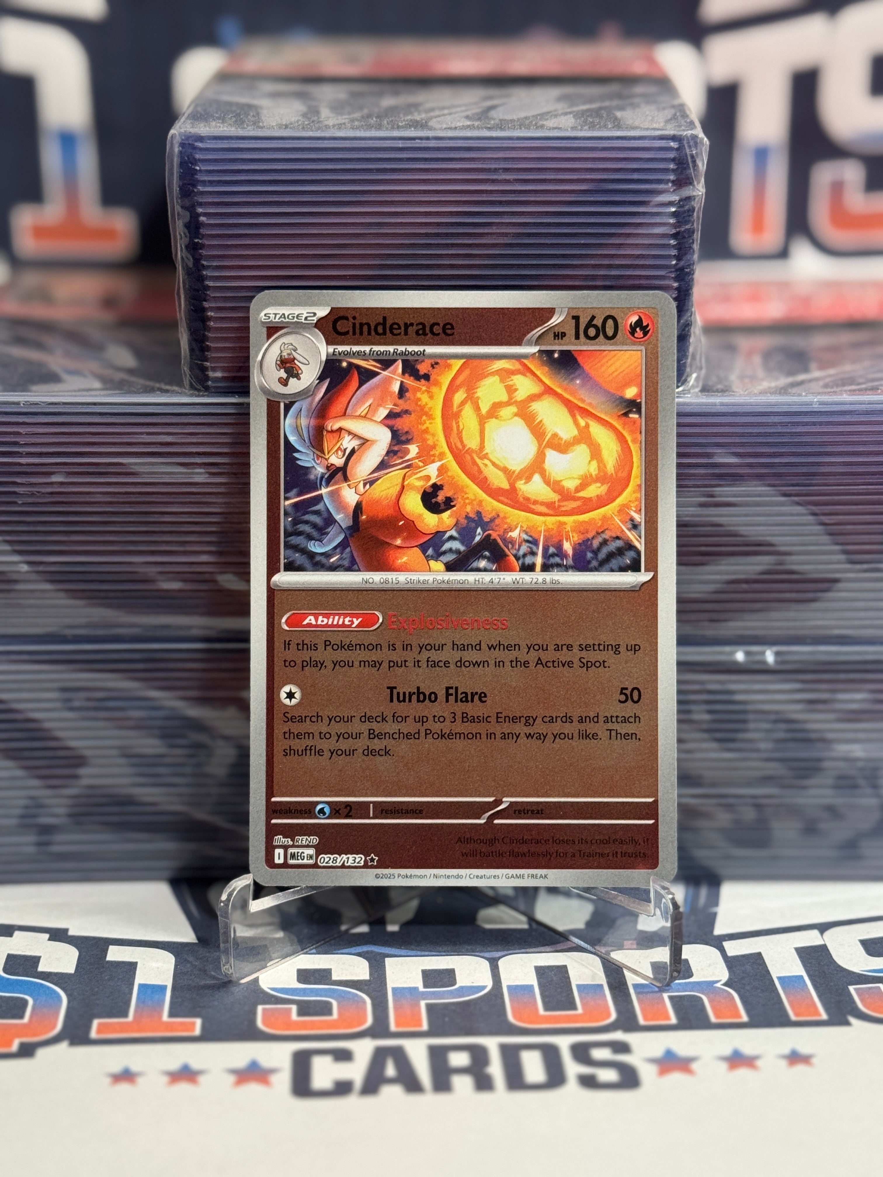 Pokemon TCG: Mega Evolution - Cinderace (Reverse Holo, Rare) #28 – $1 ...