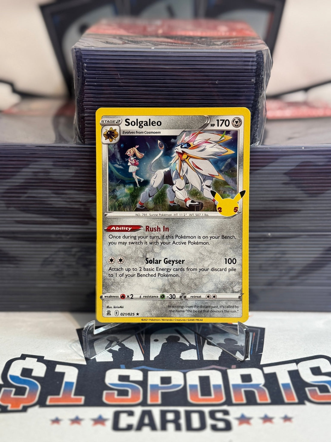 Pokemon TCG: Celebrations - Solgaleo (Holo, Rare) #21 – $1 Sports Cards