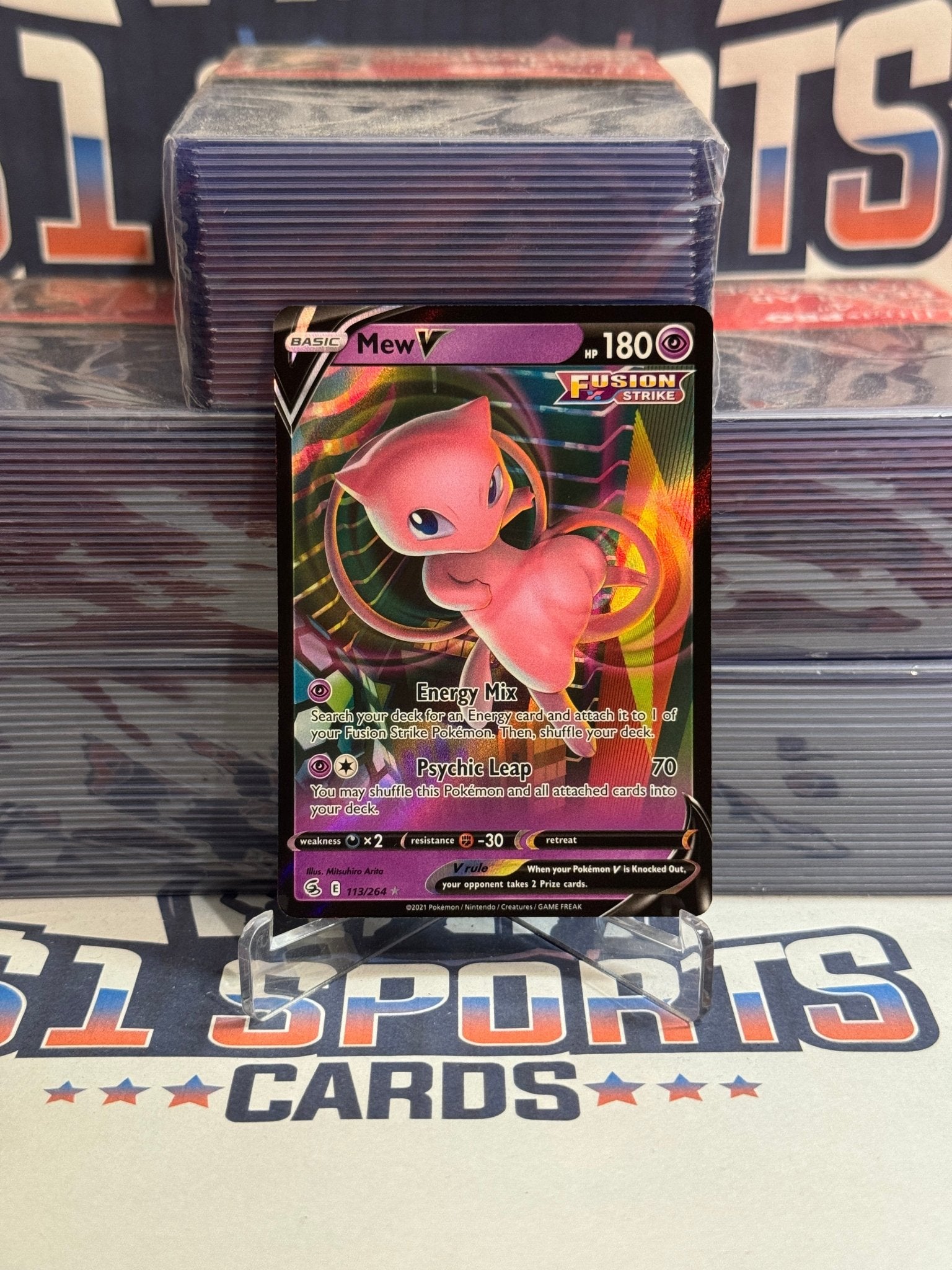 Pokemon TCG: Fusion Strike - Mew V (Ultra Rare) #113 – $1 Sports Cards