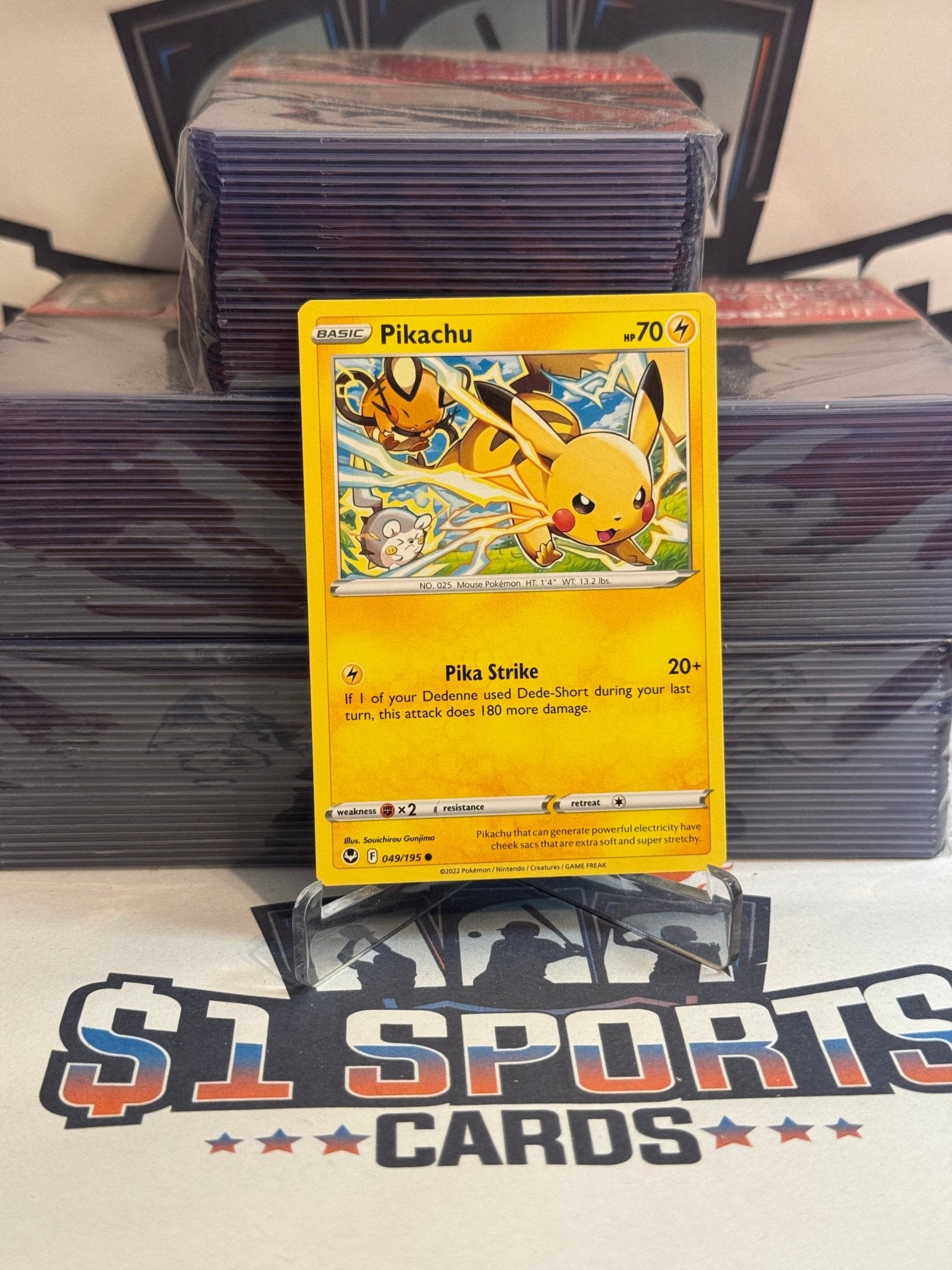 Pokemon TCG: Silver Tempest - Pikachu (Common) #49 – $1 Sports Cards